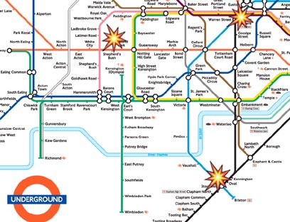 לונדון: סדרת פיצוצים בתחנות הרכבת התחתית